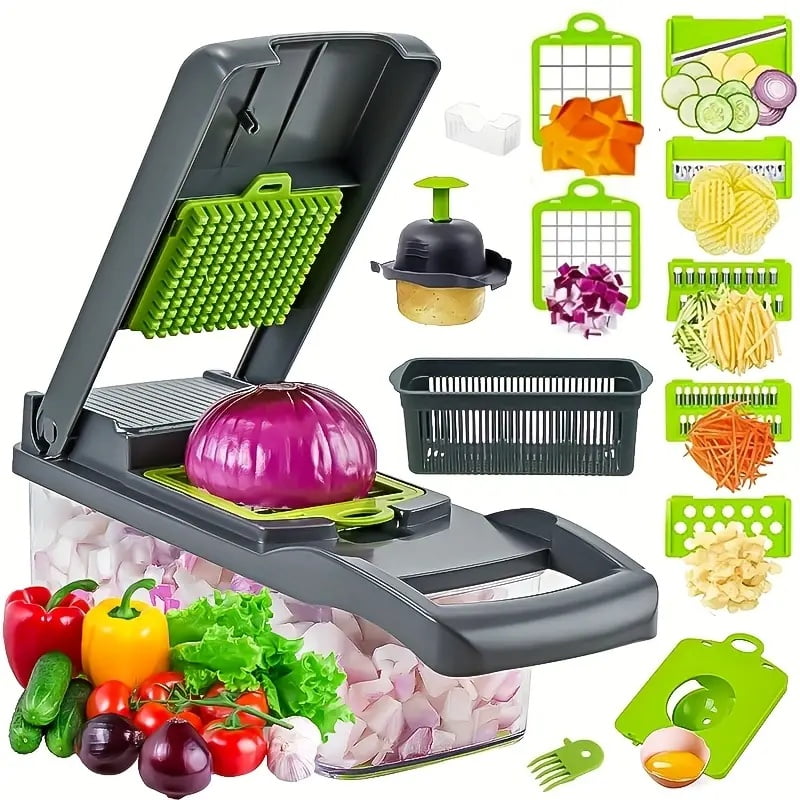 16-In-1 Mandolin Vegetable Chopper - Interchangeable Blades & Container ...
