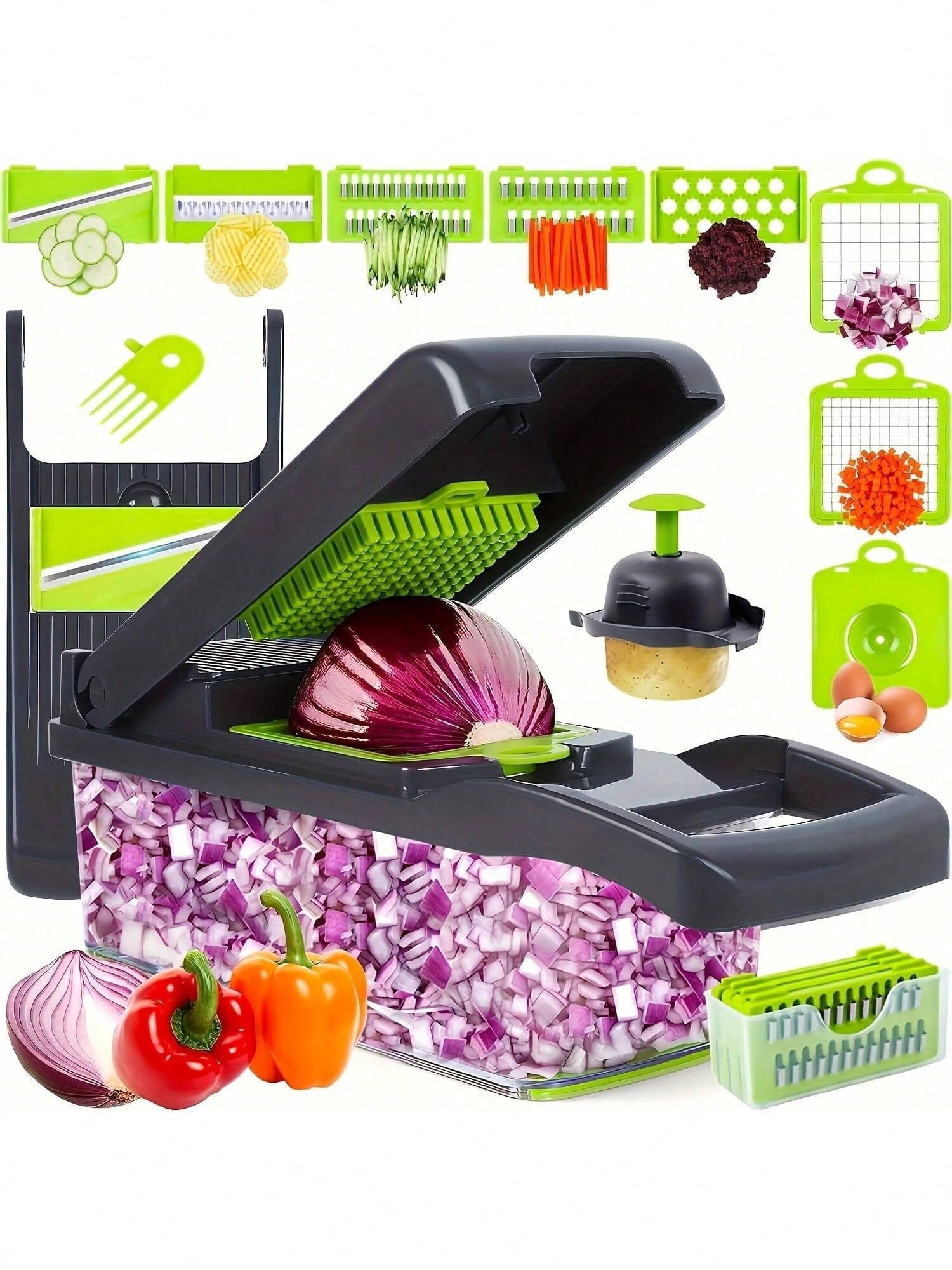 16-In-1 Multi-Function Vegetable Chopper, Fruit Slicer, Manual Food ...