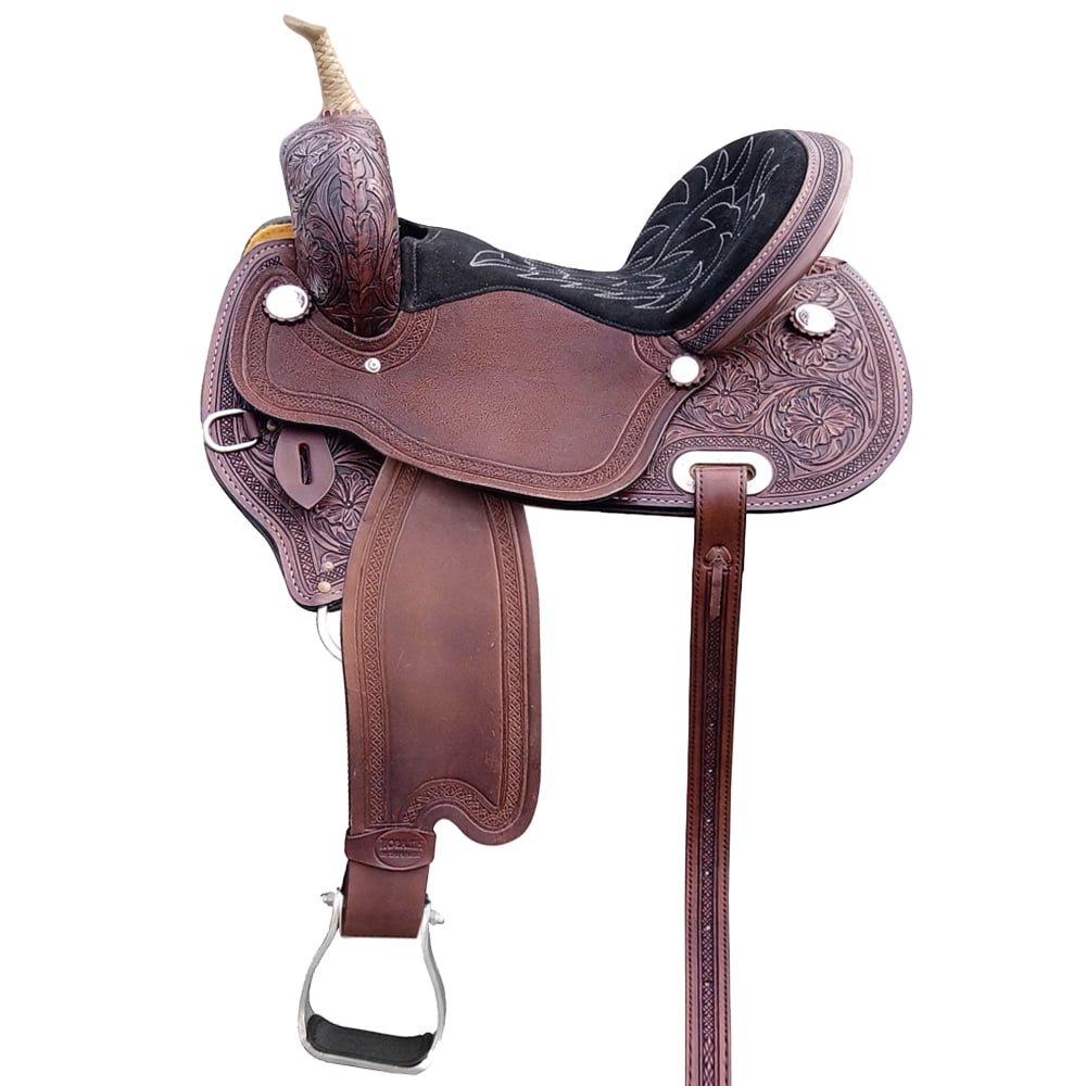 Deep Seat Comfy Western Pleasure Trail Horse Leather Saddle Tack Set 15
