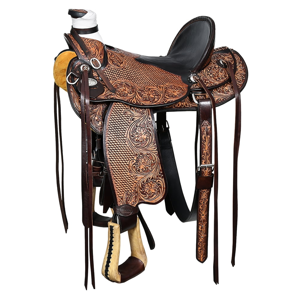 16 In Hilason Western Horse Saddle Wade Ranch Roping American Leather ...