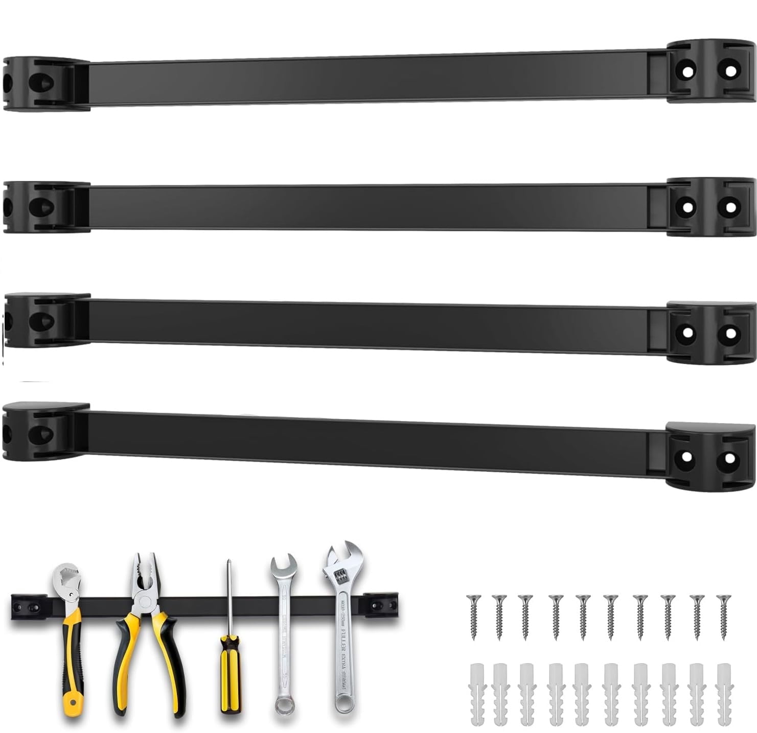 16 In Magnetic Tool Holder Strip - Alloy Steel 4 Pack, Heavy Duty Tool Organizer Magnetic Strip ...