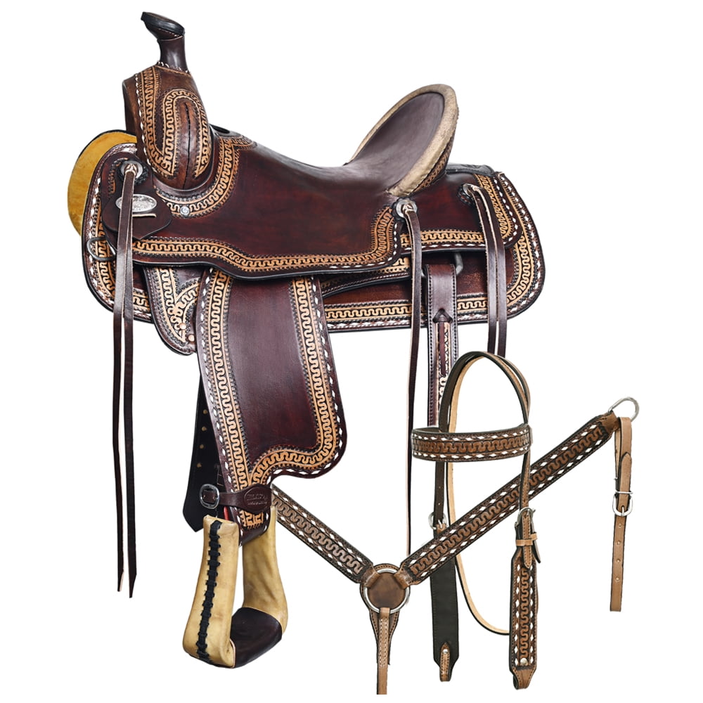 16 In Western Horse Tack Set Saddle American Leather Ranch Roping ...