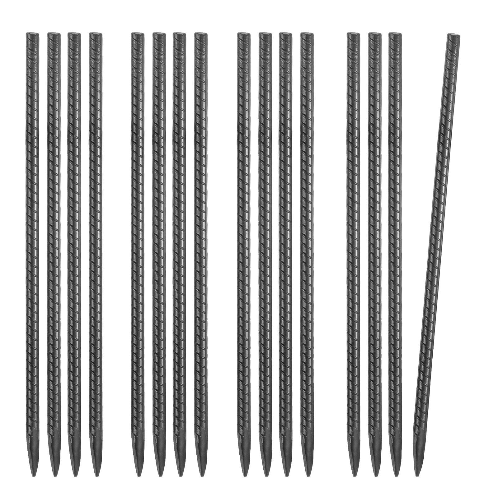 16-Inch 16 Pack Rebar Stakes Heavy Duty Straight Galvanized Steel ...