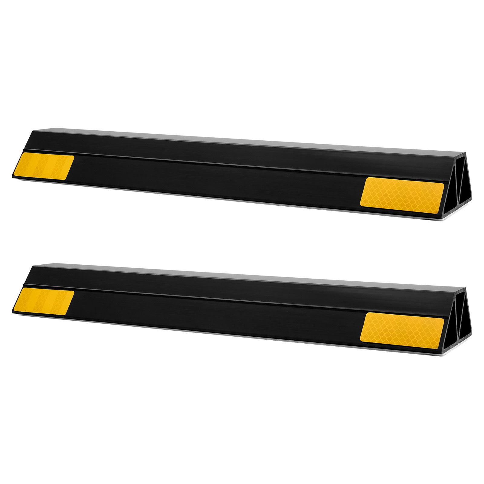 16 Inch 2 Pcs Heavy Parking Stopper, PP Curb with Reflective Strips ...