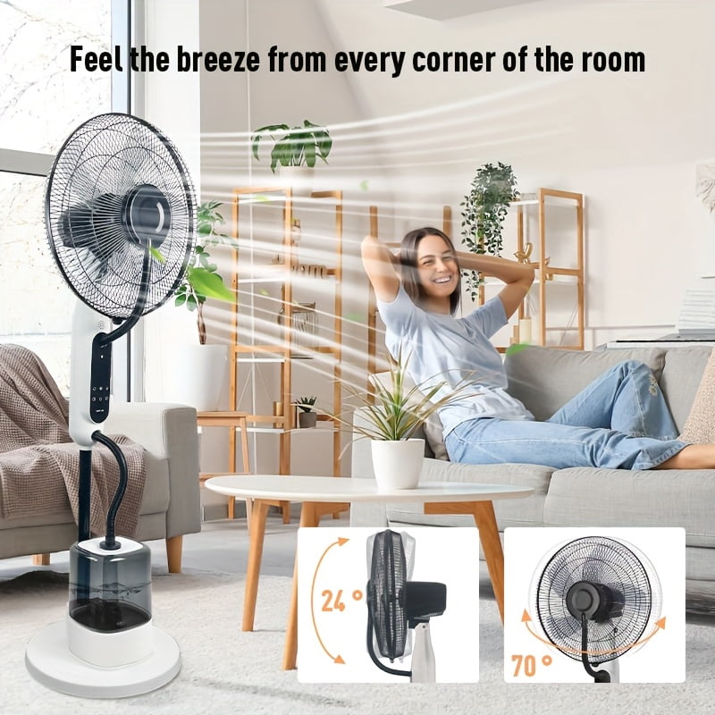 16-Inch 2-in-1 Floor Fan with 4L Water Tank & Remote: 12-Speed ...