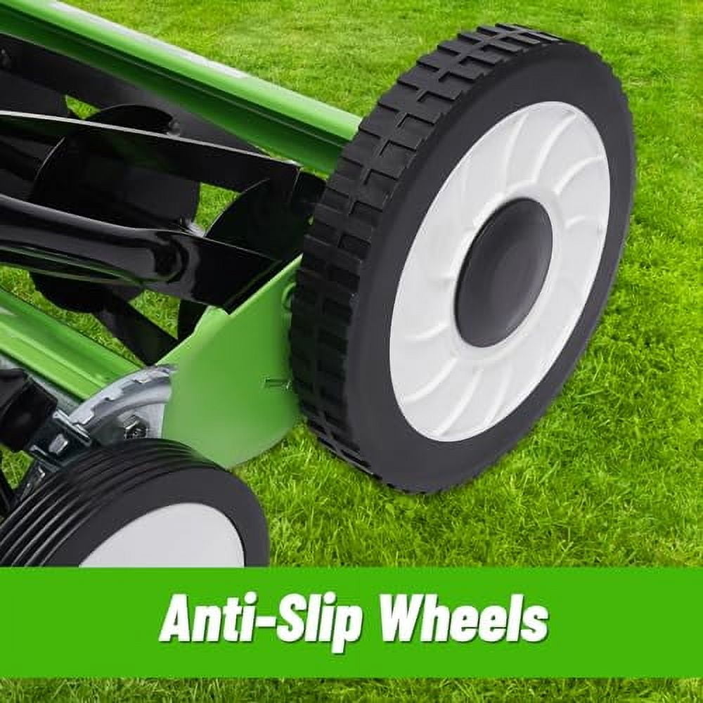 16-Inch 5-Blade Cordless Manual Reel Lawn Mower, Adjustable Cutting ...