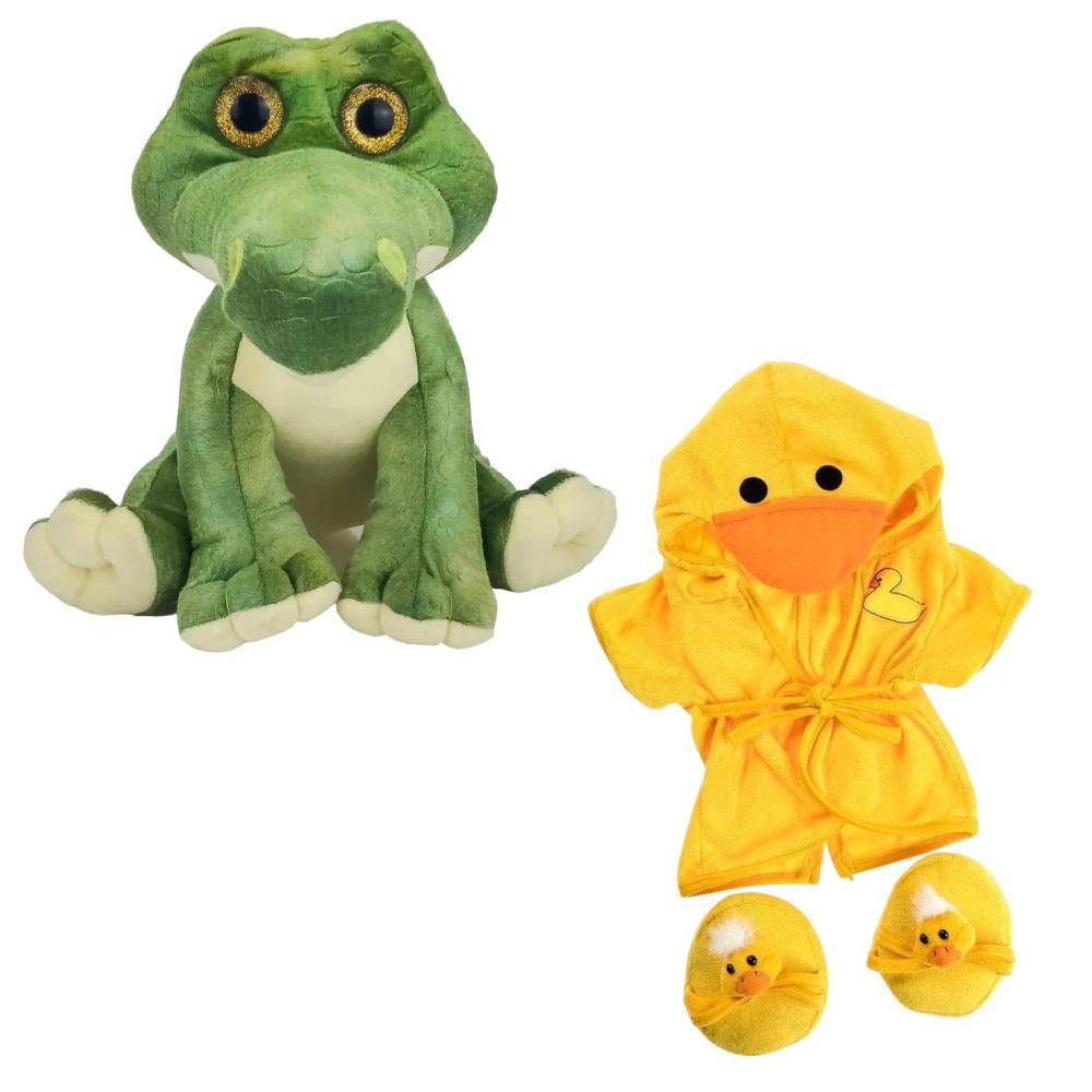 16 Inch Alligator with Duck Robe & Slippers - Soft Plush Stuffed Animal ...