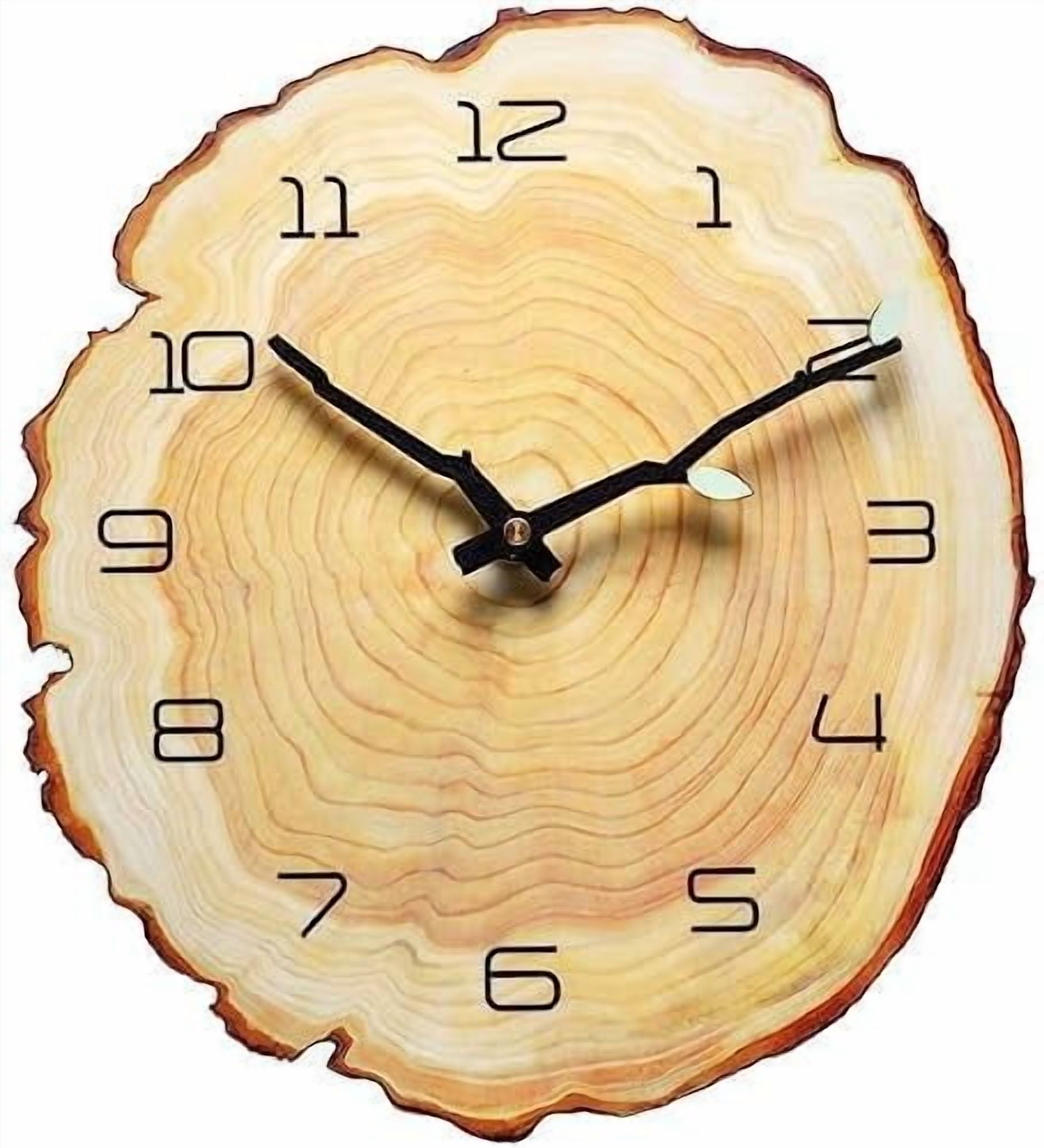 16 Inch Annual Ring Wall Clock Wood Grain Stump Clock with Arabic ...