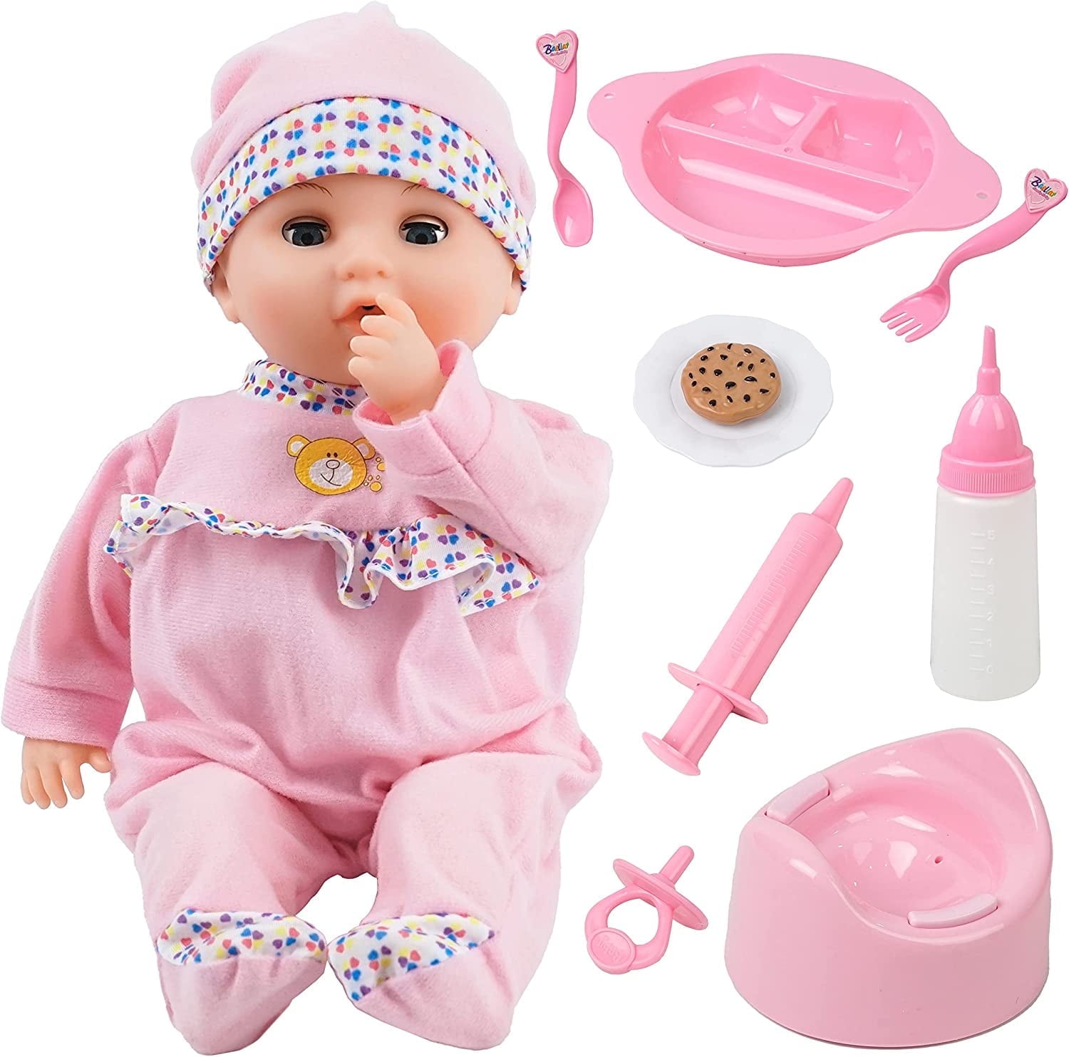 16 Inch Baby Doll, YCFUN Dolls Toy Set Baby Girl Toys for 2 Year Old, Pretend Play Preschool ...