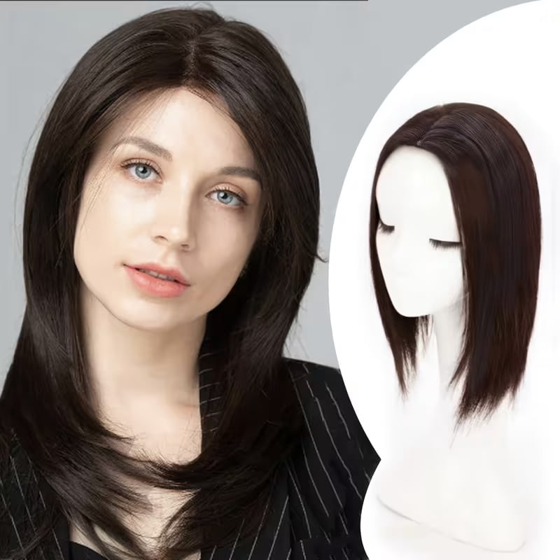 16-Inch Black Synthetic Hair Piece for Women - Ideal for Everyday Wear ...