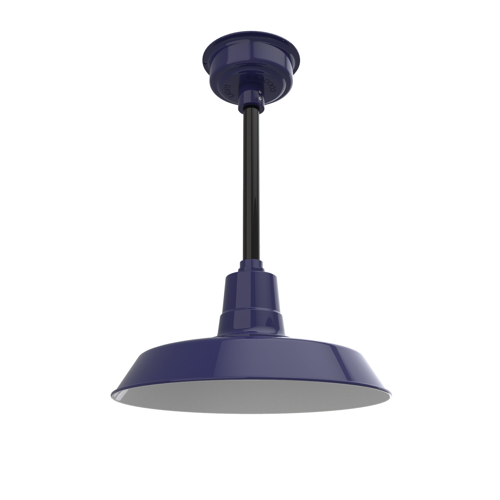16" Inch Blue Vintage Barn Light with a Mahogany Bronze Downrod and ...