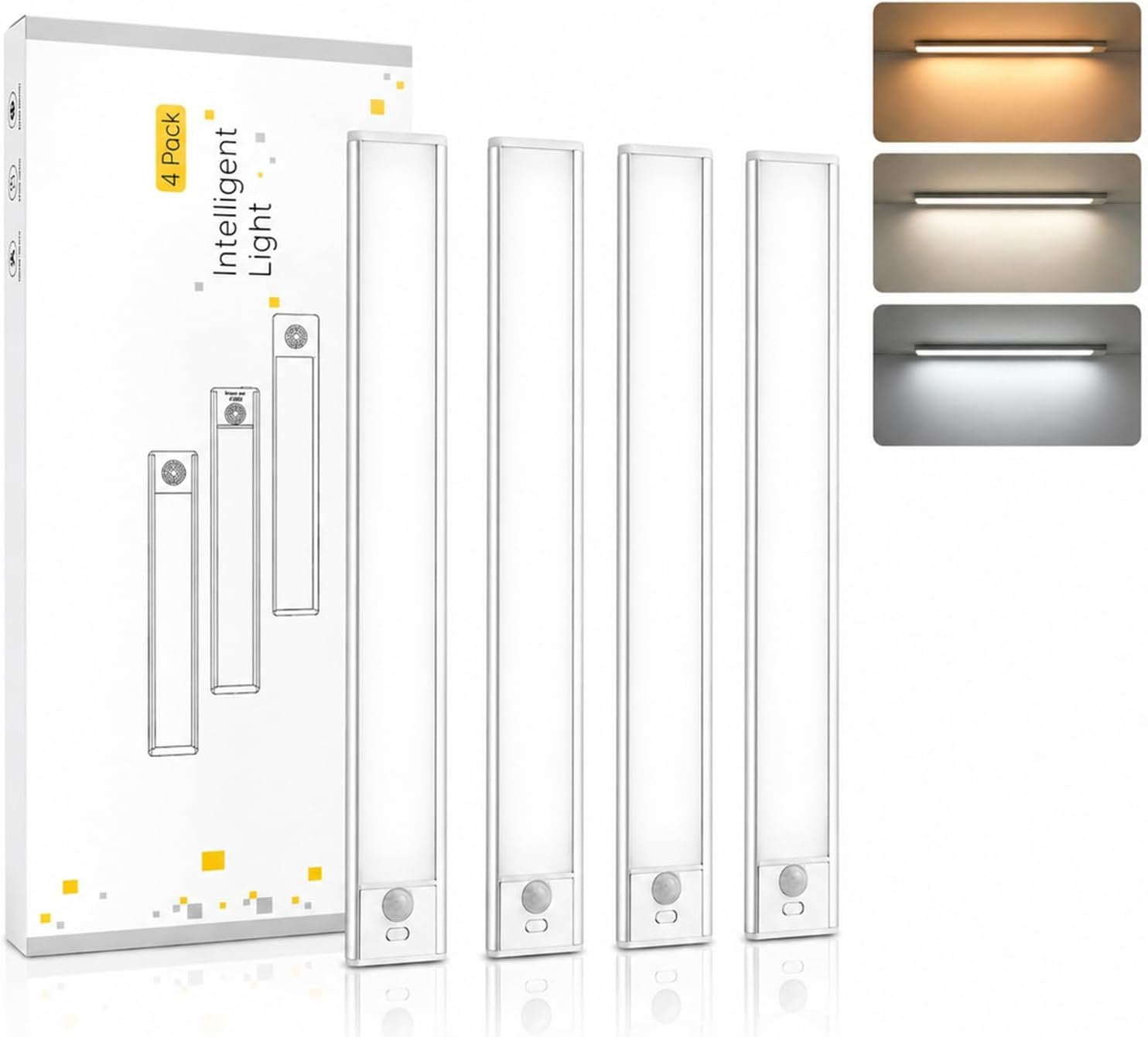 16-Inch Under Cabinet Lighting Rechargeable 4500mAh, Ultra-Thin Motion ...