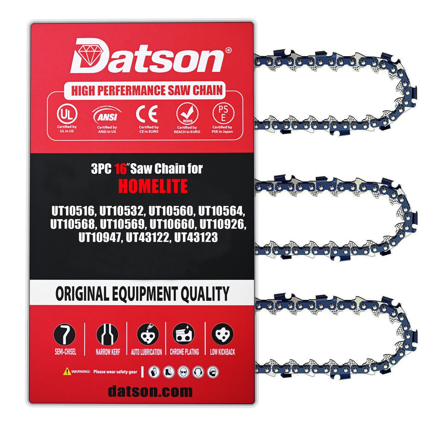 16 Inch Chainsaw Chain 3/8" LP Pitch .050" Gauge 56 Drive Links Fits ...