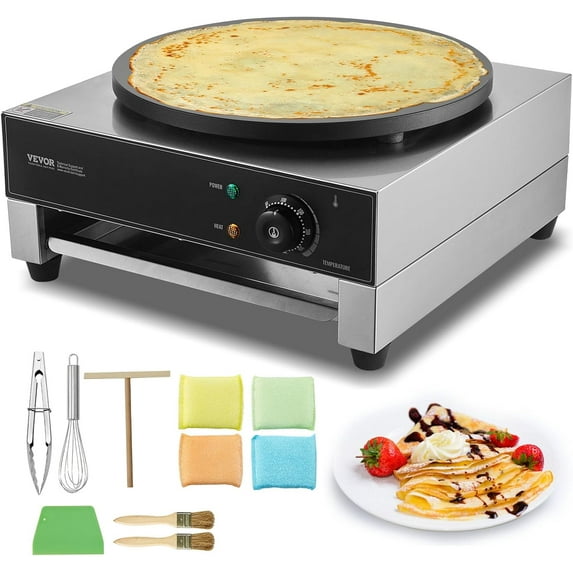 16-Inch Commercial Crepe Maker, 1700W Electric Flat Plate Crepe Griddle ...