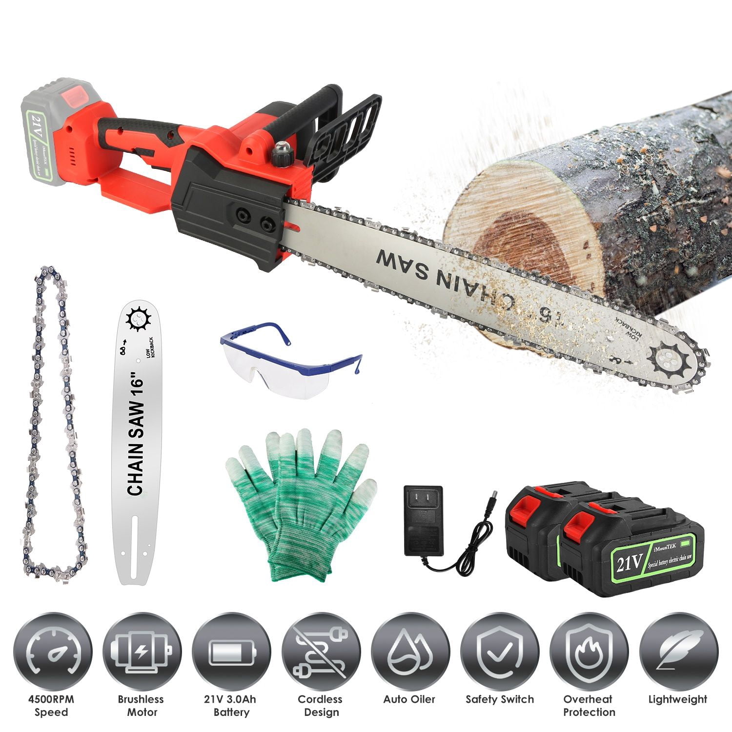 16 Inch Cordless Chainsaw with 850W Brushless Pure Copper Motor ...