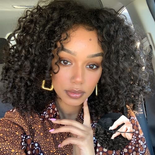 16 Inch Curly Half Wig Glueless Synthetic With Density 3 In 1 Seamless ...