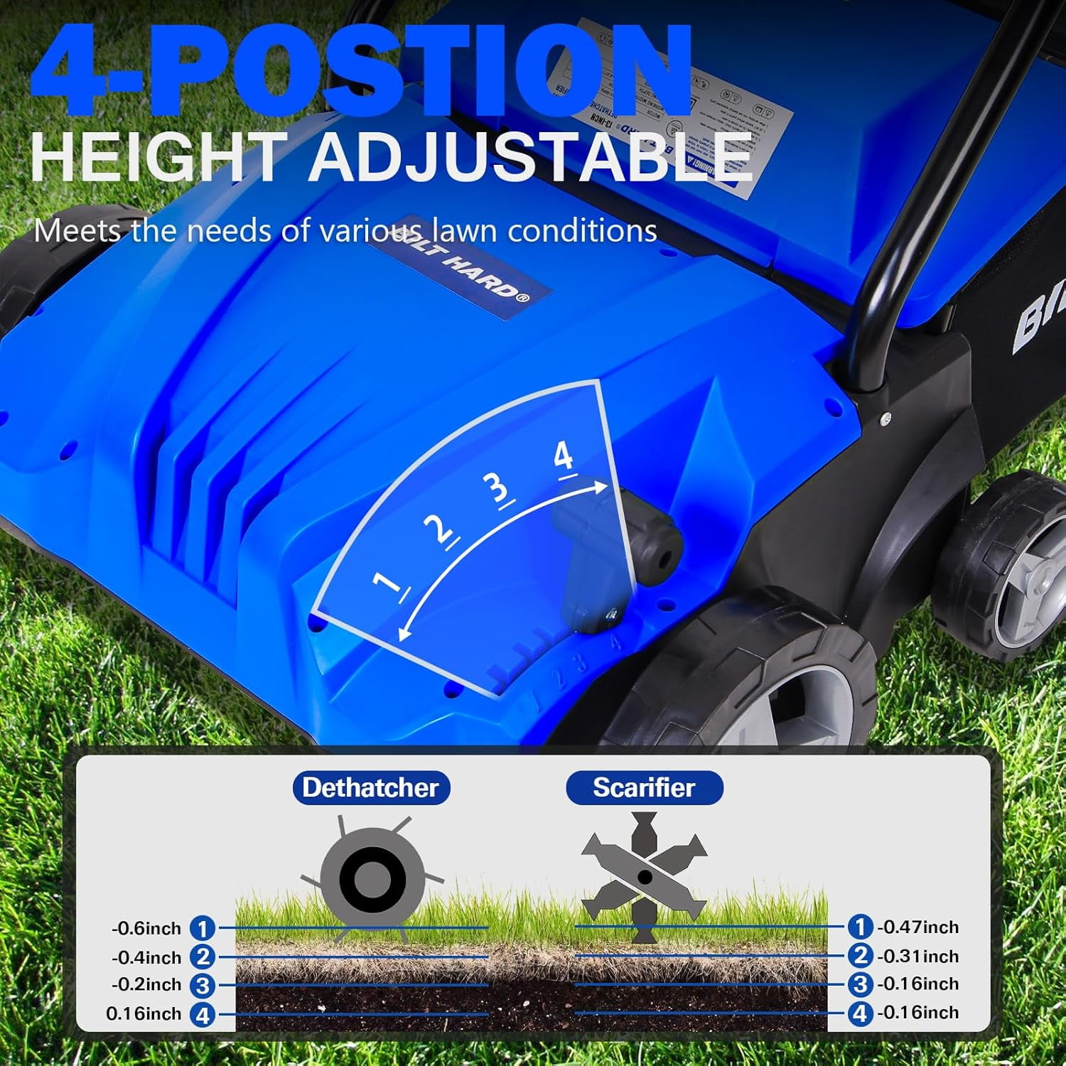 16 Inch Dethatcher Scarifier Electric Powered, 15 Amp Copper Motor, 5 ...