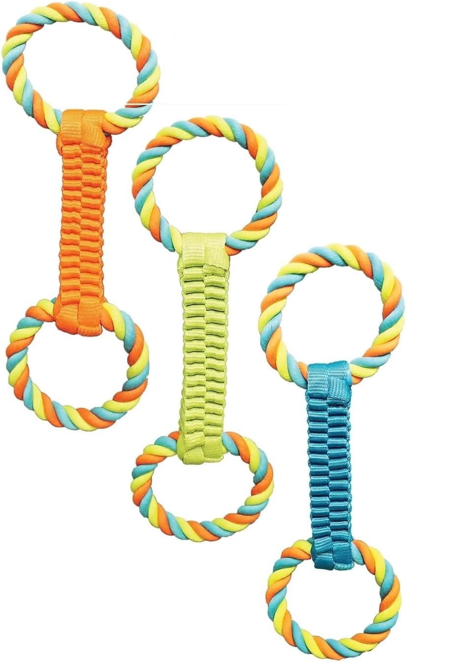 16 Inch Double Loop Rope Handle Ballistic Weave Dog Interactive Tug Toy ...