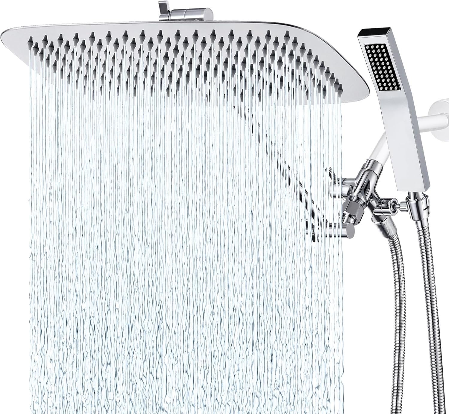 16 Inch Dual Square Shower with Handheld Combo, Rain Shower ...