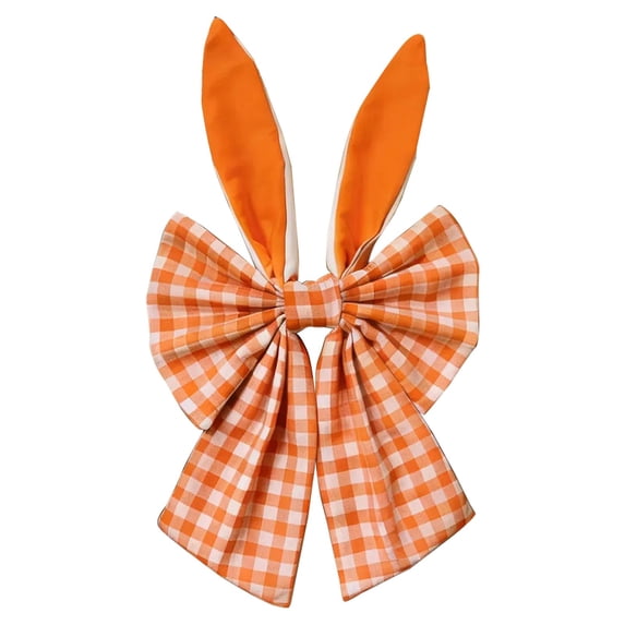 16 Inch Easter Bunny Ears Wreath Bow, Rustic Buffalo Plaid Decorative ...