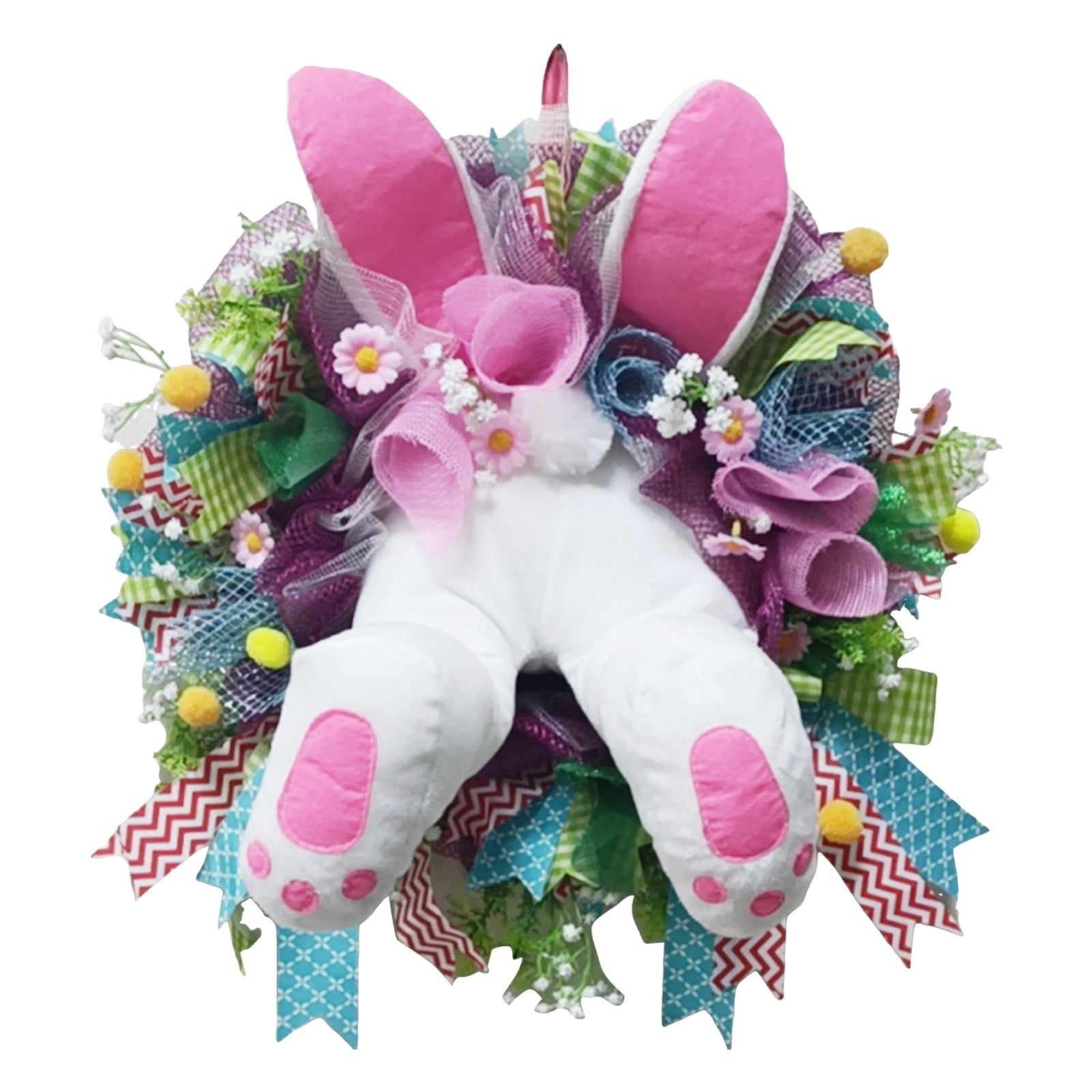 16 Inch Easter Bunny Wreath Rabbit Butt Ear Easter Door Decorations ...