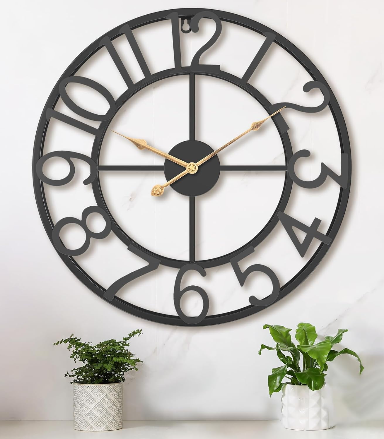 16 Inch Extra Large Giant Wall Clock,Oversized Round Silent Vintage ...