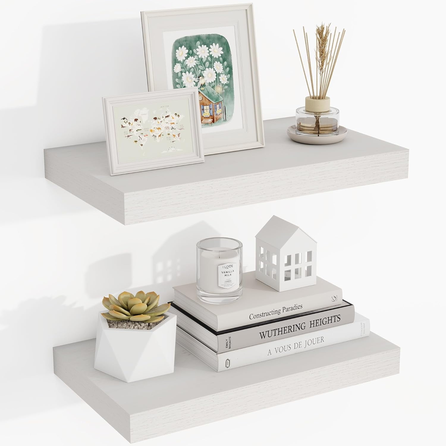 16 Inch Floating Shelves, 16"x9.25"x1.5" Inch Deep Floating Shelves for ...