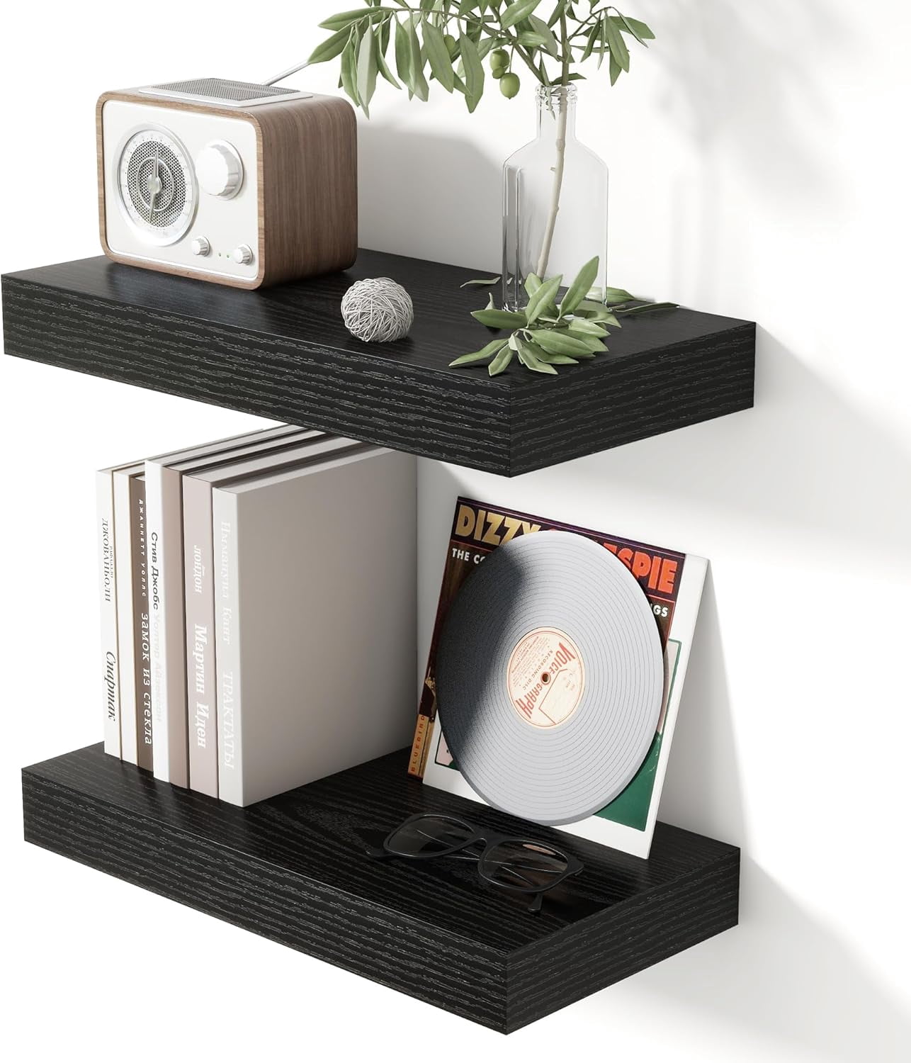 16 Inch Floating Shelves for Wall Oak Shelves Set of 2,Wall Mounted ...