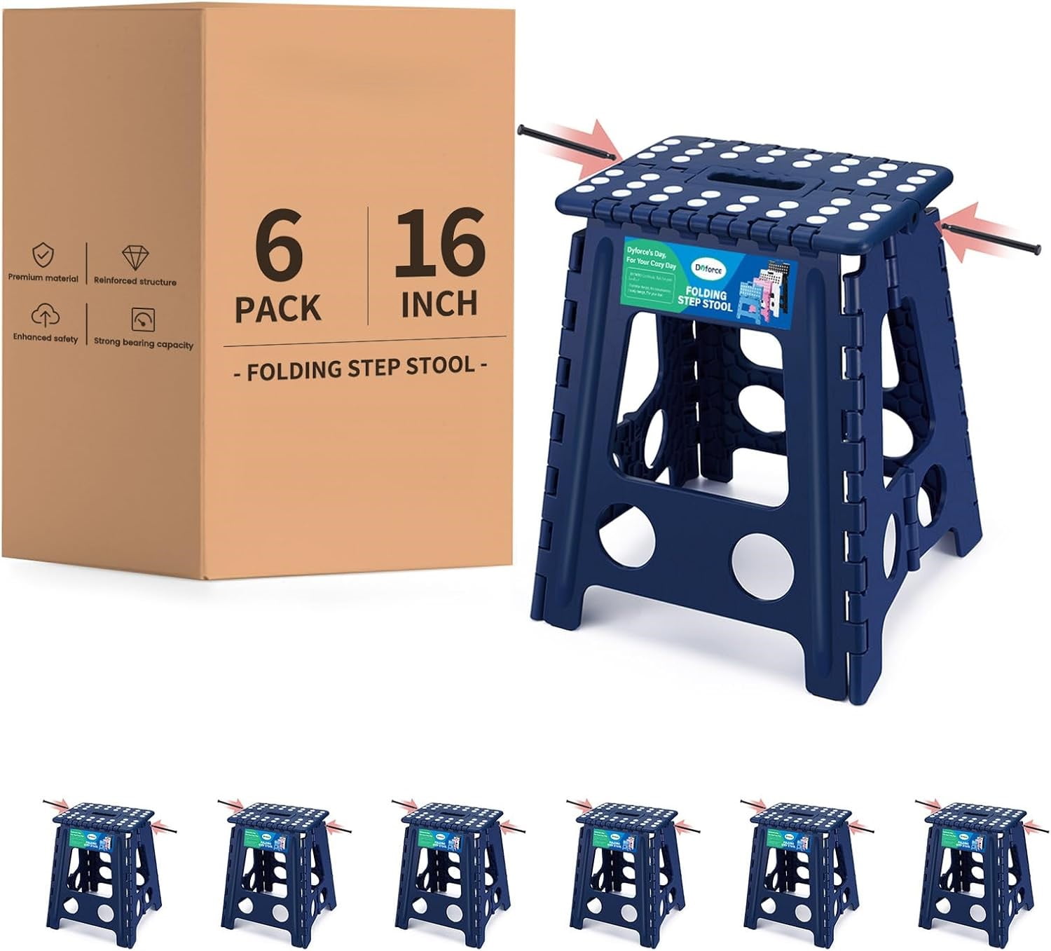 16 Inch Folding Step Stool 400lbs Capacity Sturdy Plastic Foldable Step ...