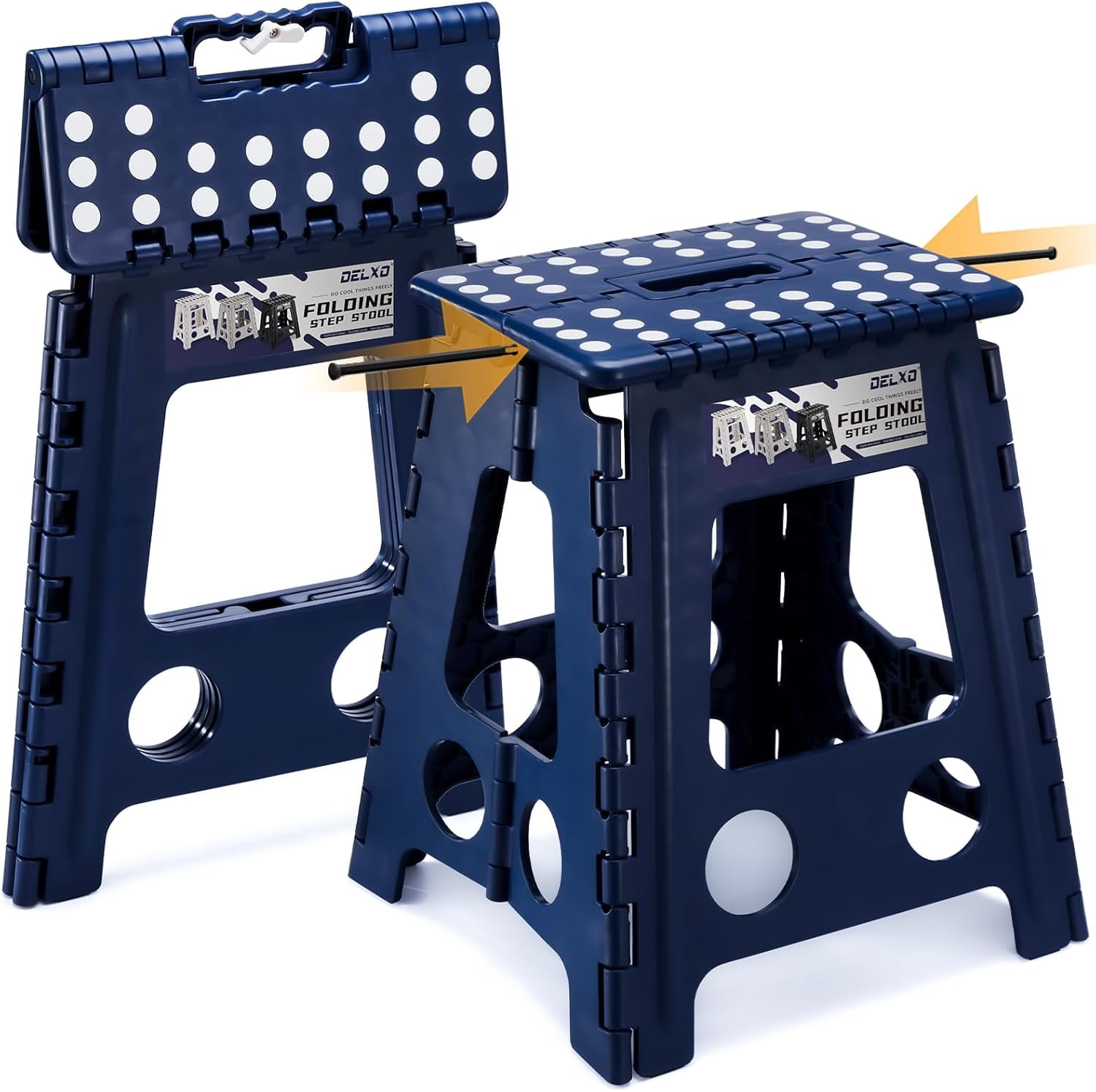 16 Inch Folding Step Stool for Adults, Portable Collapsible Plastic ...