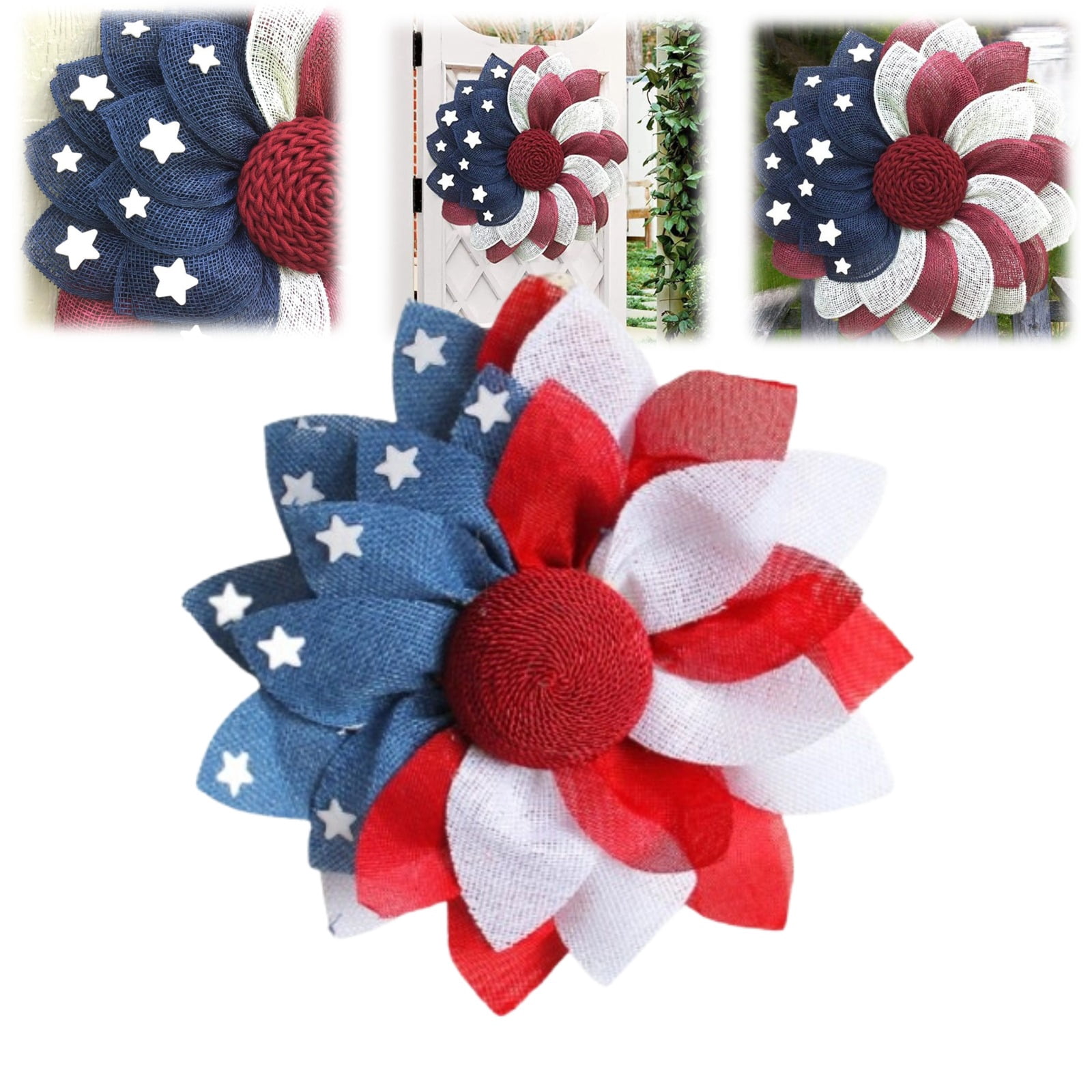 16 Inch Fourth of July Fabric Wreath, Patriotic 250th Anniversary ...