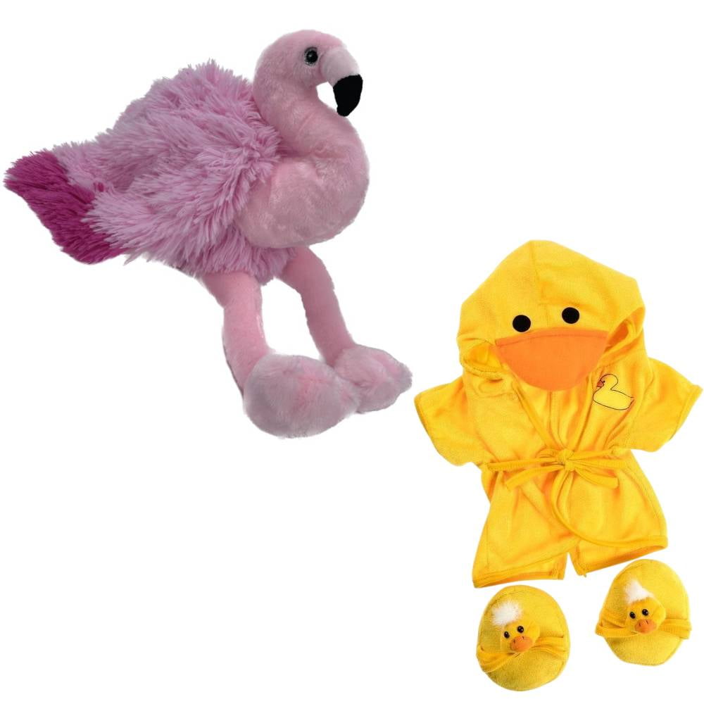 16 inch Freya the Flamingo with Duck Robe & Slippers Soft Plush Toy for ...