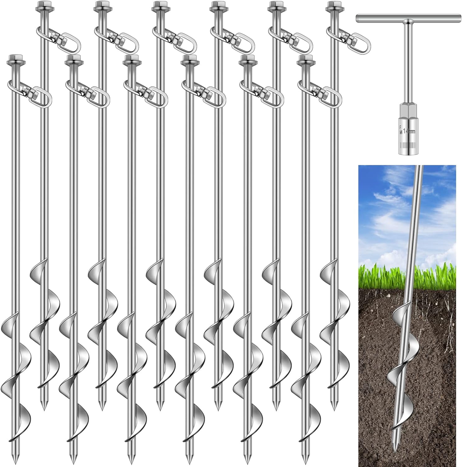 16 Inch Ground Anchors Spiral Blade Heavy Duty Earth Anchors Metal Shed ...