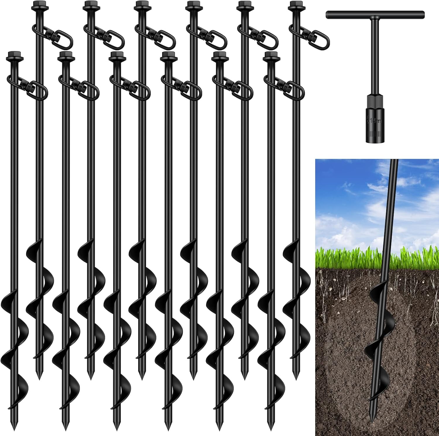16 Inch Ground Anchors Spiral Blade Heavy Duty Earth Anchors Metal Shed ...