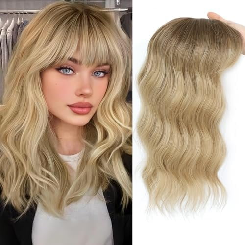16 Inch Hair Topper for Women with Thinning Hair, Synthetic Curly Wavy ...