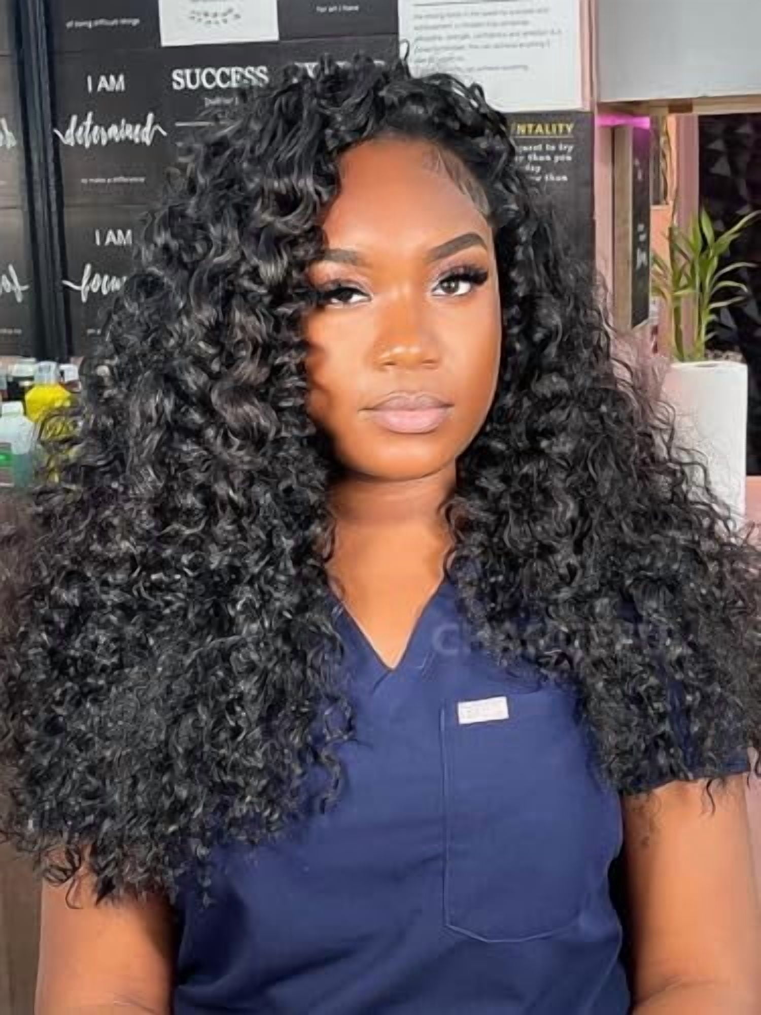 16 Inch Half Wig Human Hair 180% Density Burmese Curly Half Wig with ...