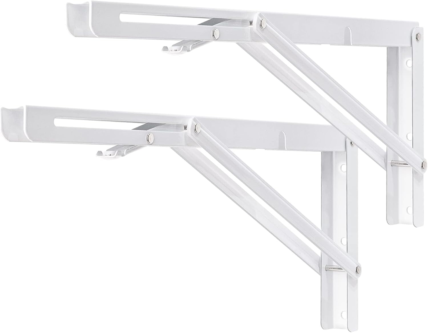 16 Inch Heavy Duty Folding Shelf Brackets, White L Bracket for ...
