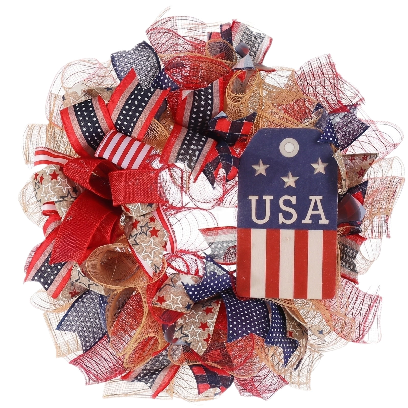 16-Inch Independence Day Wreath, Patriotic Door Decoration for 4th of ...