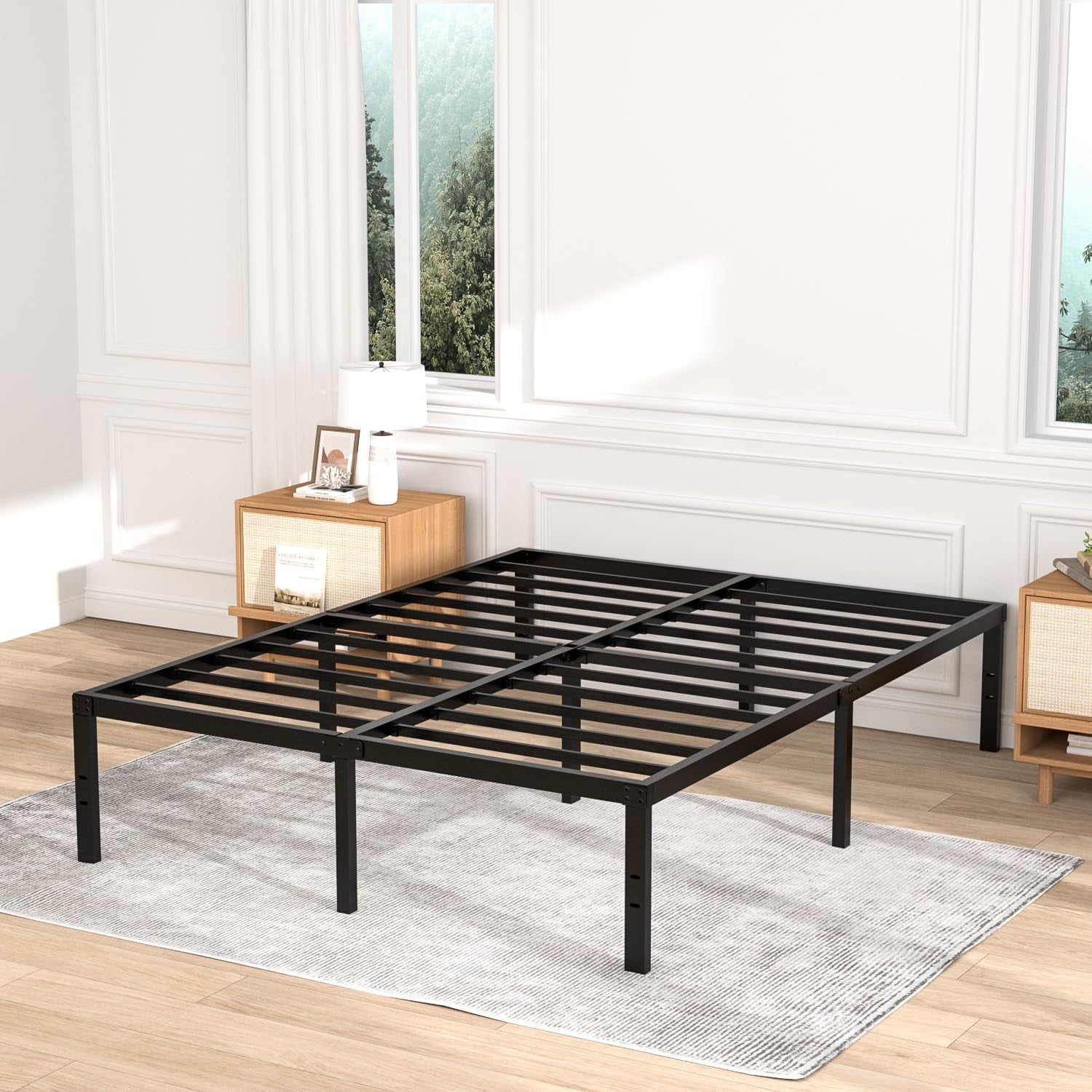 16 Inch King Bed Frame, Metal Platform Bed Frame with Steel Slats ...