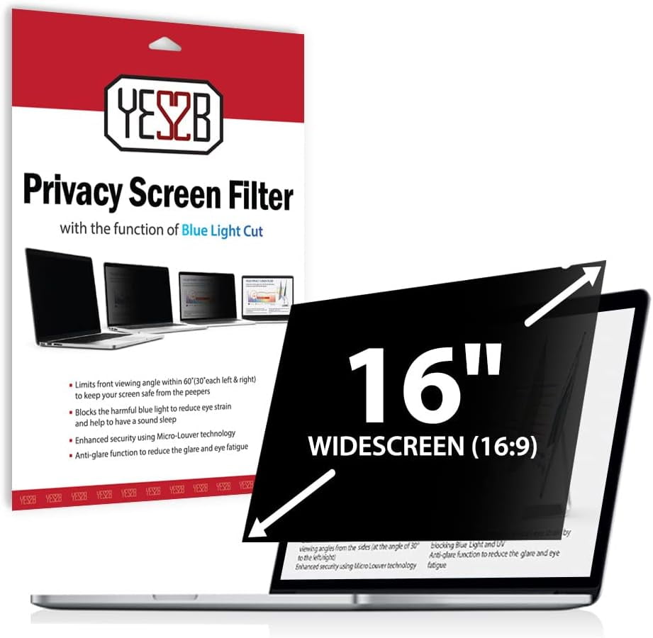 16 Inch Laptop Privacy Screen Filter for 16:9 Widescreen Display ...