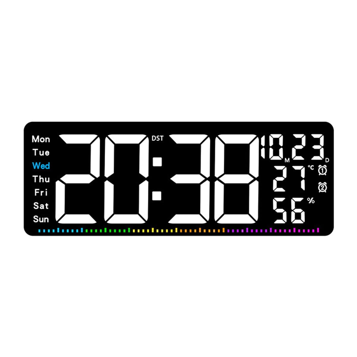 16 Inch Large Display Digital Wall Clock RGB LED Clocks Temperature ...