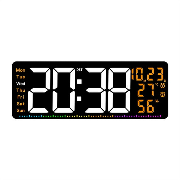 16 Inch Large Display Digital Wall Clock RGB LED Clocks Temperature ...