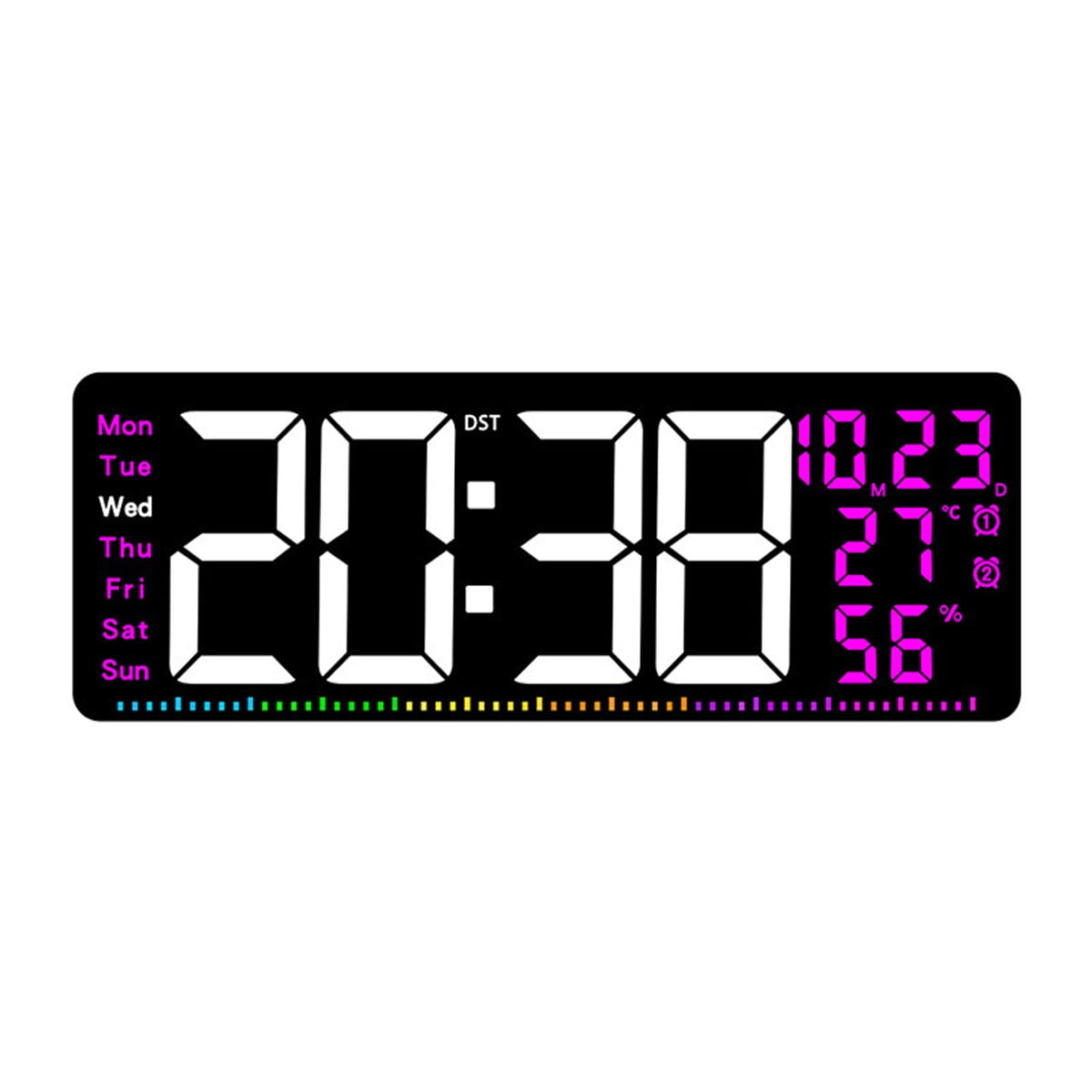 16 Inch Large Display Digital Wall Clock with RGB LED, Temperature and ...