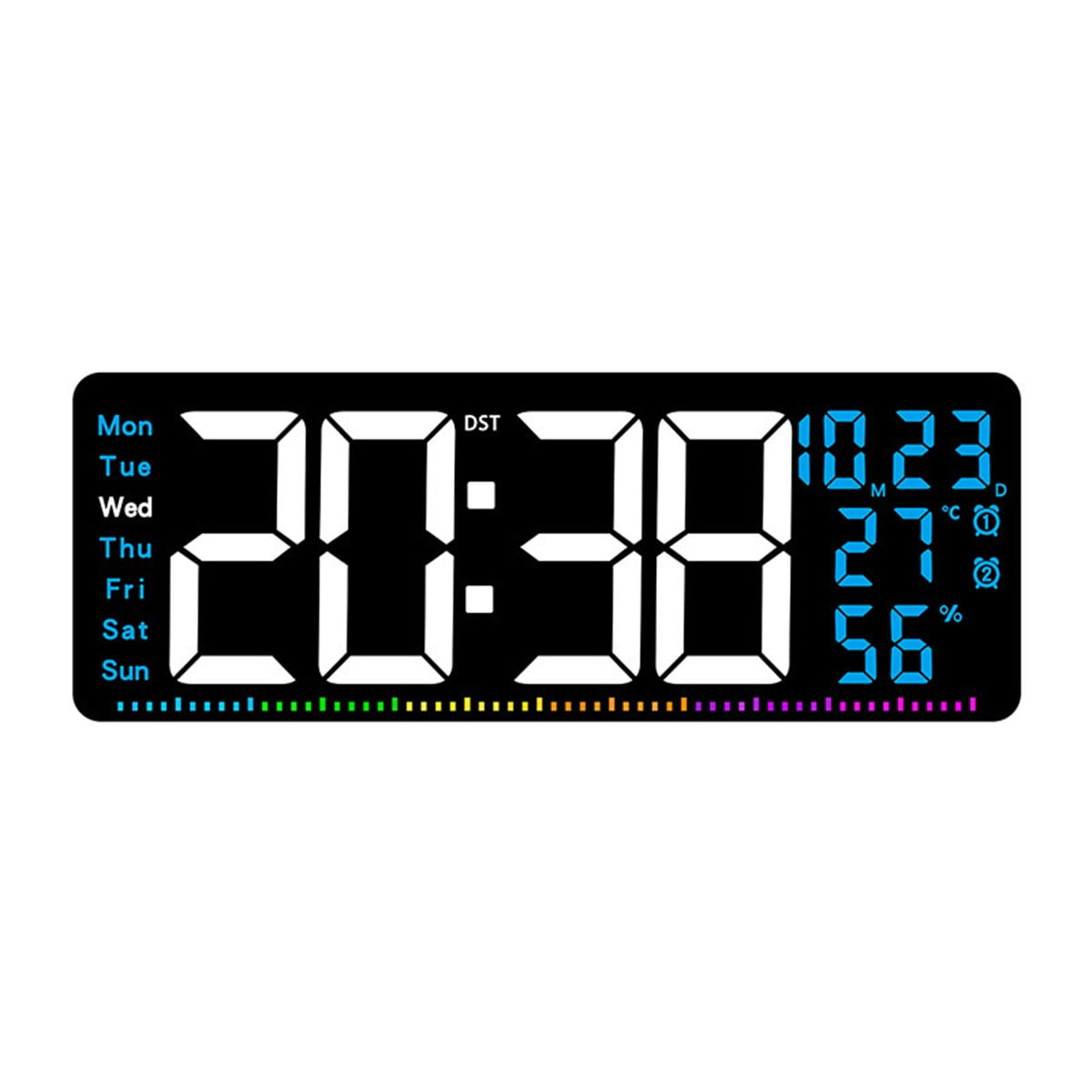 16 Inch Large Display Digital Wall Clock with RGB LED, Temperature and ...