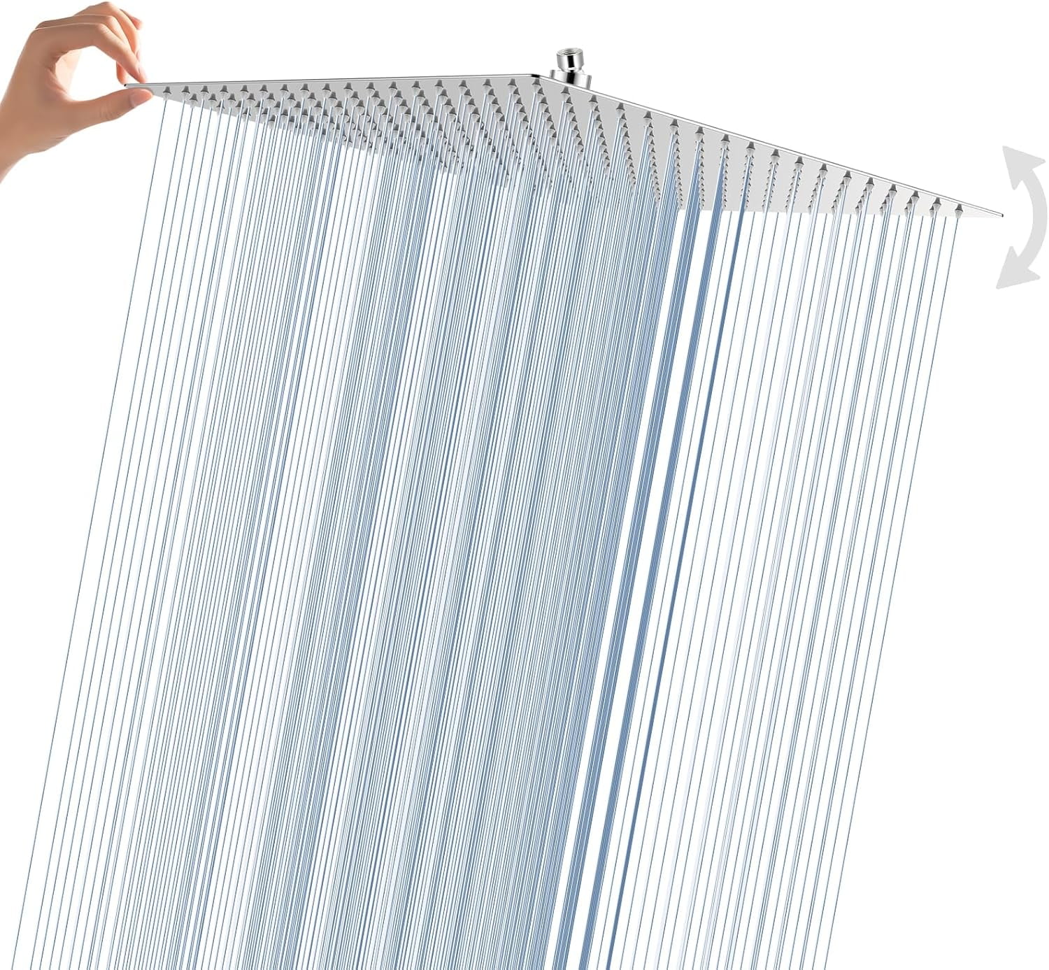 16 Inch Large Rain Shower Head High Pressure Stainless Steel Square ...