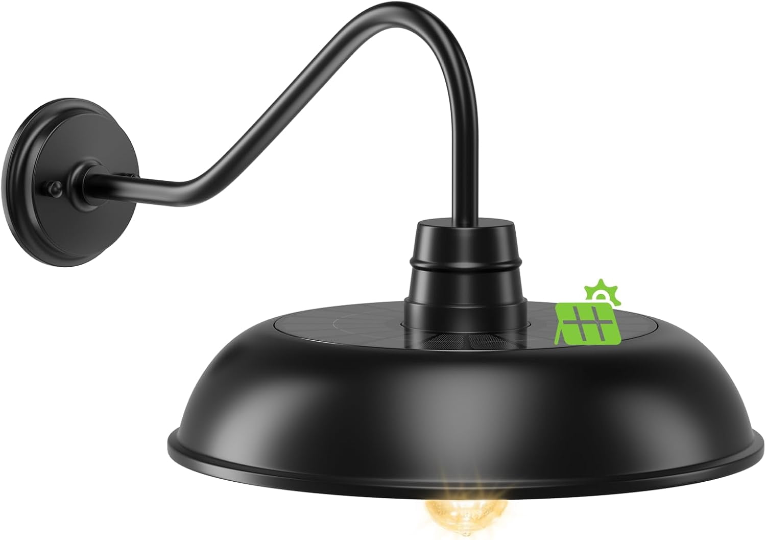 16 Inch Large Solar Barn Light Outdoor, Dusk to Dawn Gooseneck Barn ...