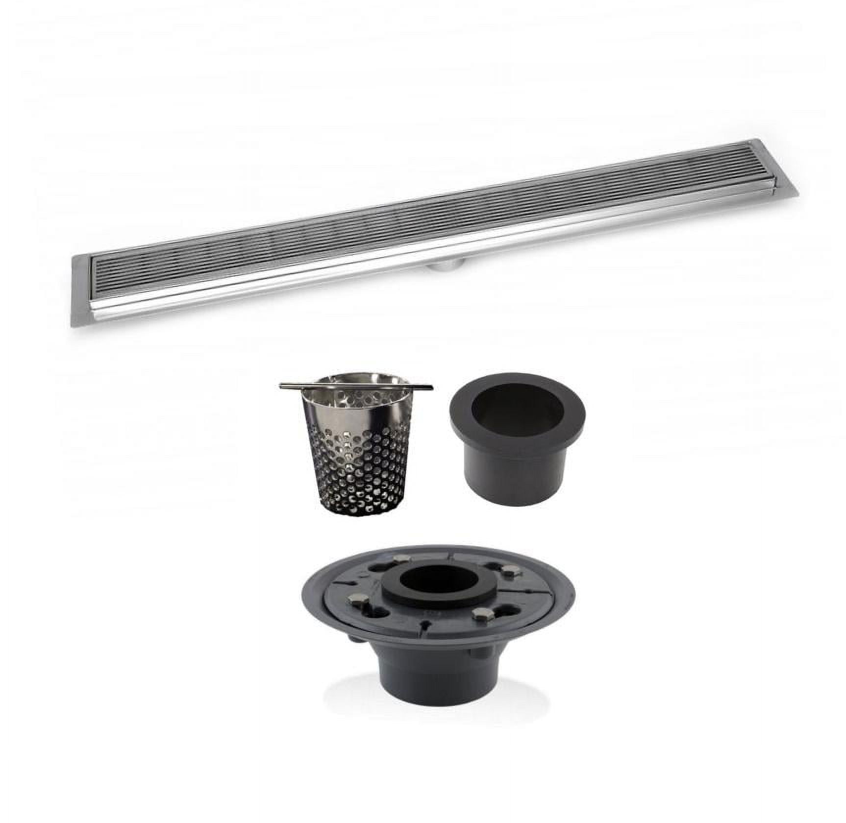 16 Inch Linear Shower Drain with 2 Inch ABS Shower Drain Base and Hair ...
