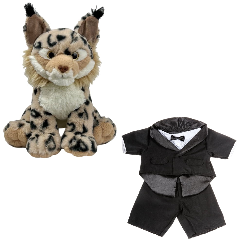 16 Inch Lumi Lynx with Tuxedo Suit Stuffed Animal - Party Attire Plush ...