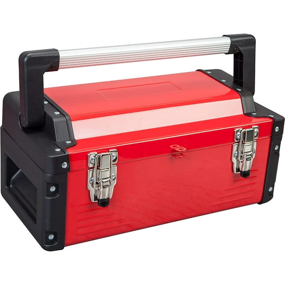 16 Inch Metal Tool Box with Removable Tray, Durable Portable Tool ...