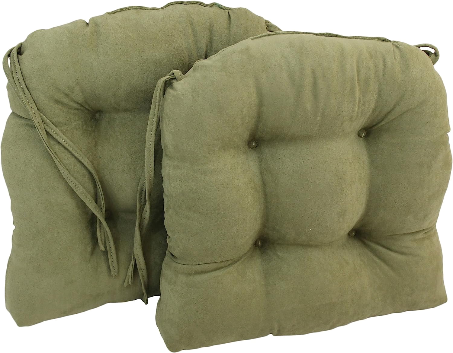 16-Inch Microsuede Rounded Back Chair Cushion, 16" X 16", Sage Green 2 ...
